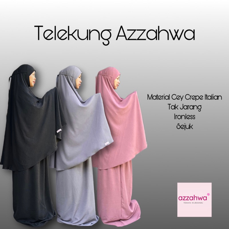 Telekung Solat Dewasa Murah Ironless Cey Crepe Sejuk Labuh Como Muka ...