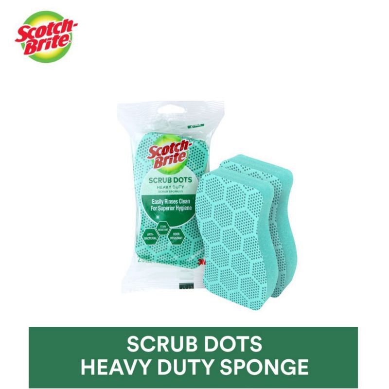 3M Scotch Brite Heavy Duty Green Scrub Dots Antibacterial Scrub Sponge ...