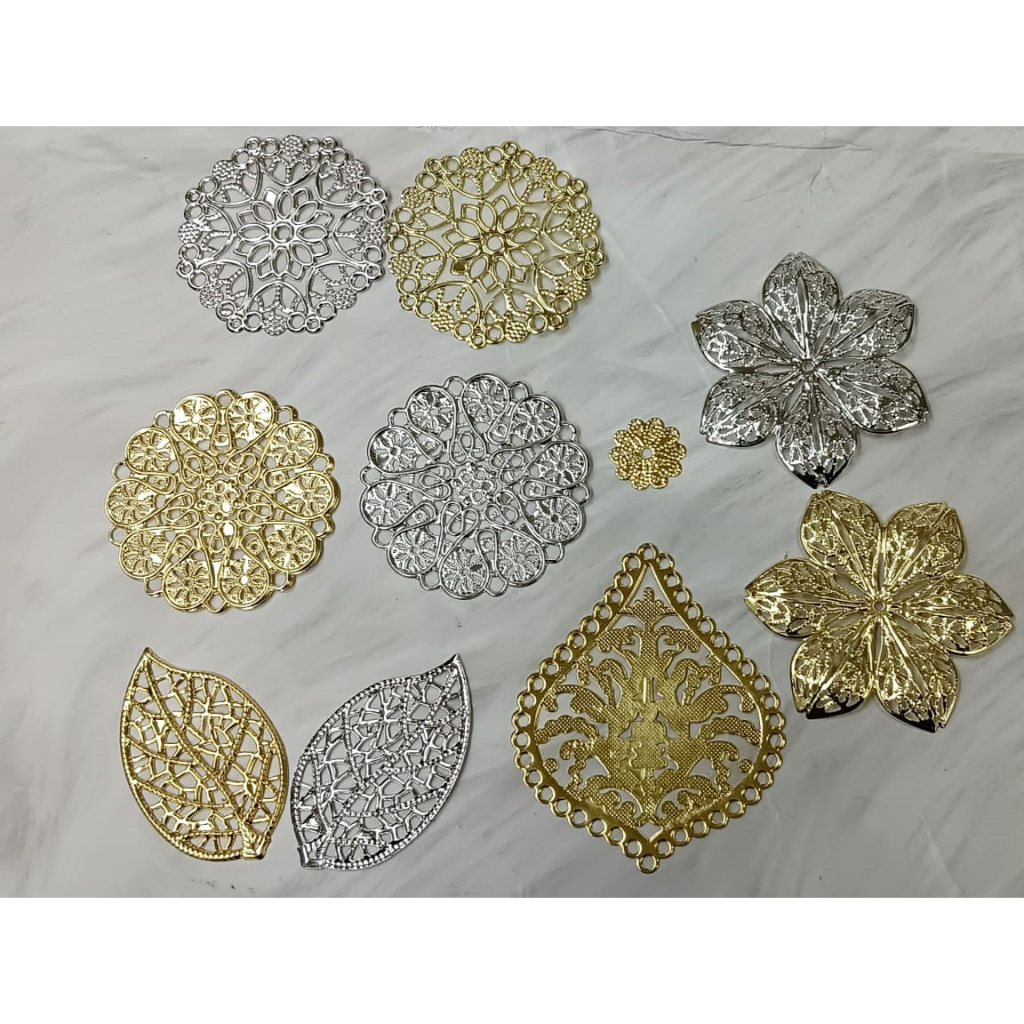 Part 1: 5PCS, Kerawang, Dokoh Besi, Filigree Metal Craft Jewerly for ...