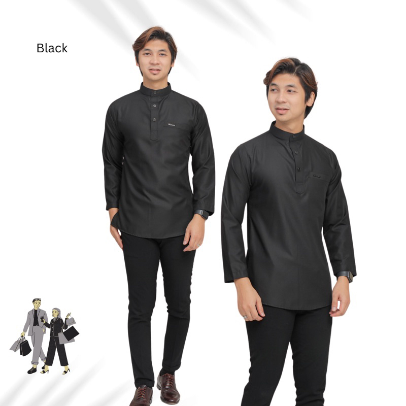 (Hitam) KURTA MALIK / KURTA SLIMFIT 2023 / KURTA LELAKI | Shopee Malaysia
