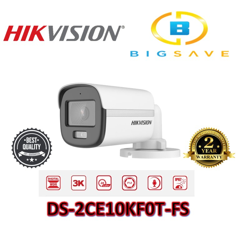 HIKVISION 5MP 3K DS-2CE10KF0T-FS COLORVU AUDIO FIXED MINI BULLET CAMERA ...