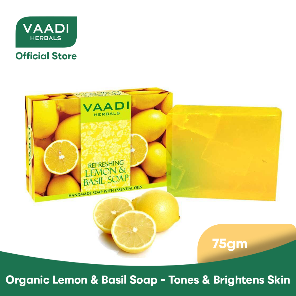 VAADI HERBALS Lemon & Basil Soap For Gems & Oil Free Fresh Skin And ...