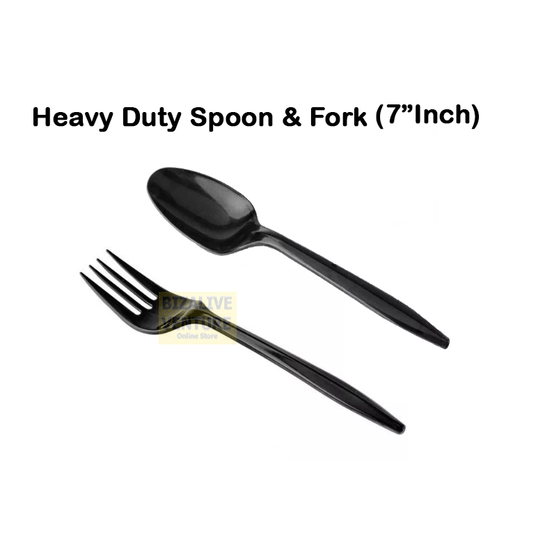 HEAVY DUTY 7" Inch Spoon & Fork -(50pcs±) Long Spoon & Fork ...