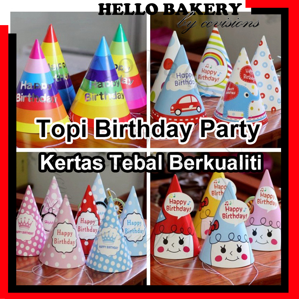 Happy birthday Party hat Topi Hari Jadi Baby Girl Boy Kids Hats ...