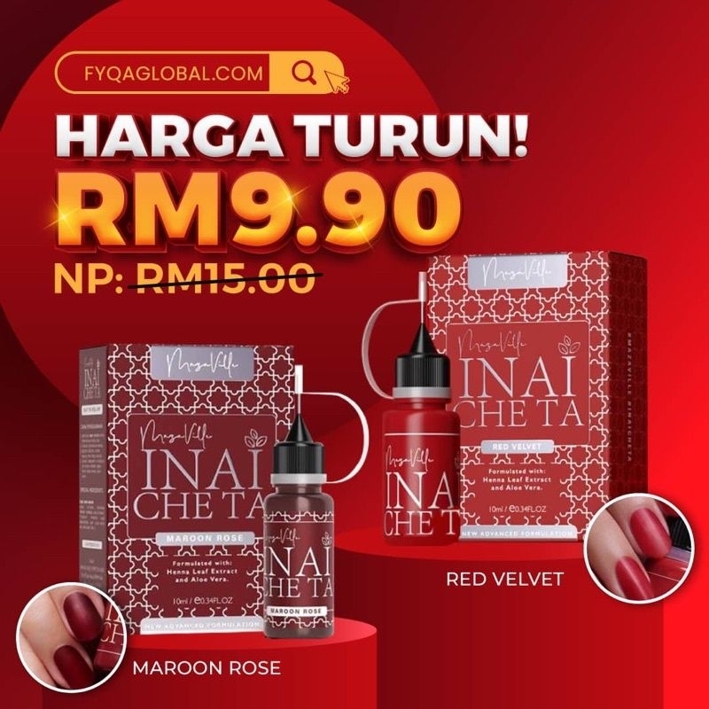 💋💋maroon Rose/red velvet inai by Che Ta +🎁 | Shopee Malaysia