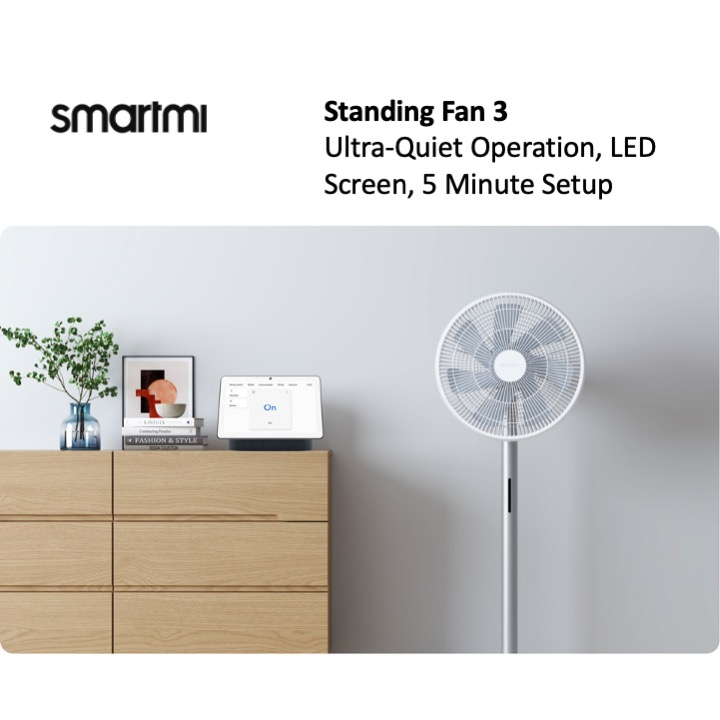 Smartmi Standing Fan 3 Wireless LED Screen Display/Powerful 100 Speeds ...