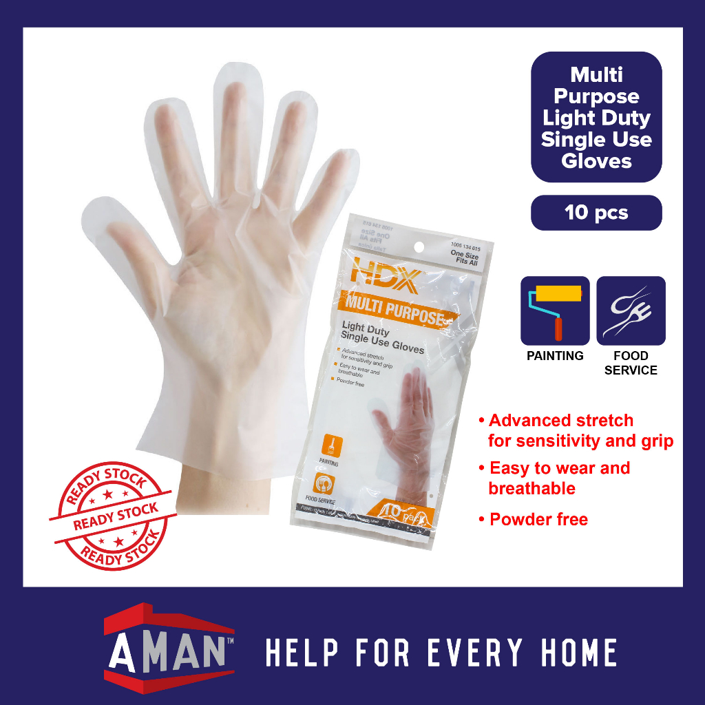 HDX 10pcs Light Duty Multi Purpose Single Use Glove One Time Use ...