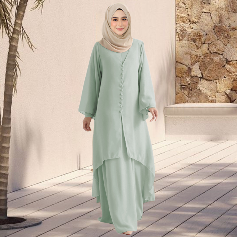 Abaya Muslimah Fashion Jubah Elegant Plain Dress Women Long Sleeve ...