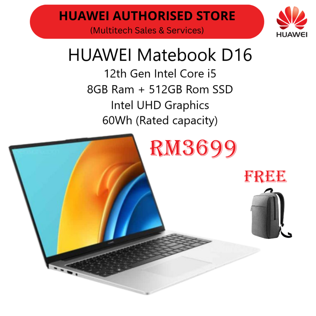Huawei Matebook D16 12th Gen Intel Core i5 -12450H Processor 8GB RAM ...