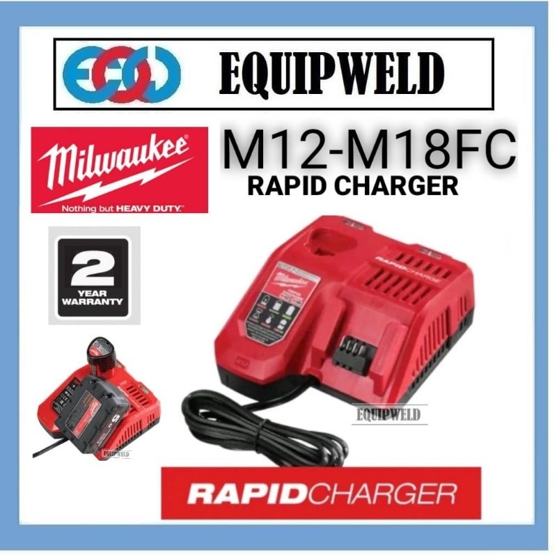 MILWAUKEE M12-M18FC RAPID CHARGER (ORIGINAL) FAST QUICK CHARGE FOR 12V ...