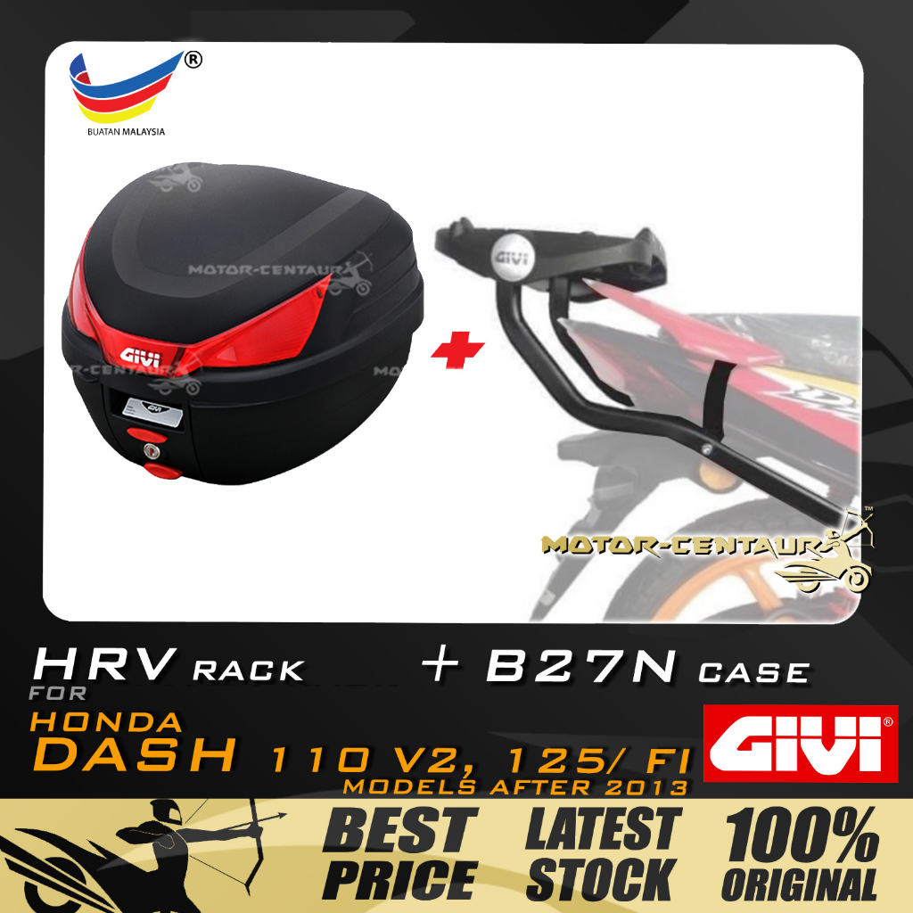 SET KOMBO KOTAK/BOX GIVI B27/B32/B33/B42/B45 TOP CASE + GIVI HONDA DASH 110 125 FI (AFTER 2013 ...