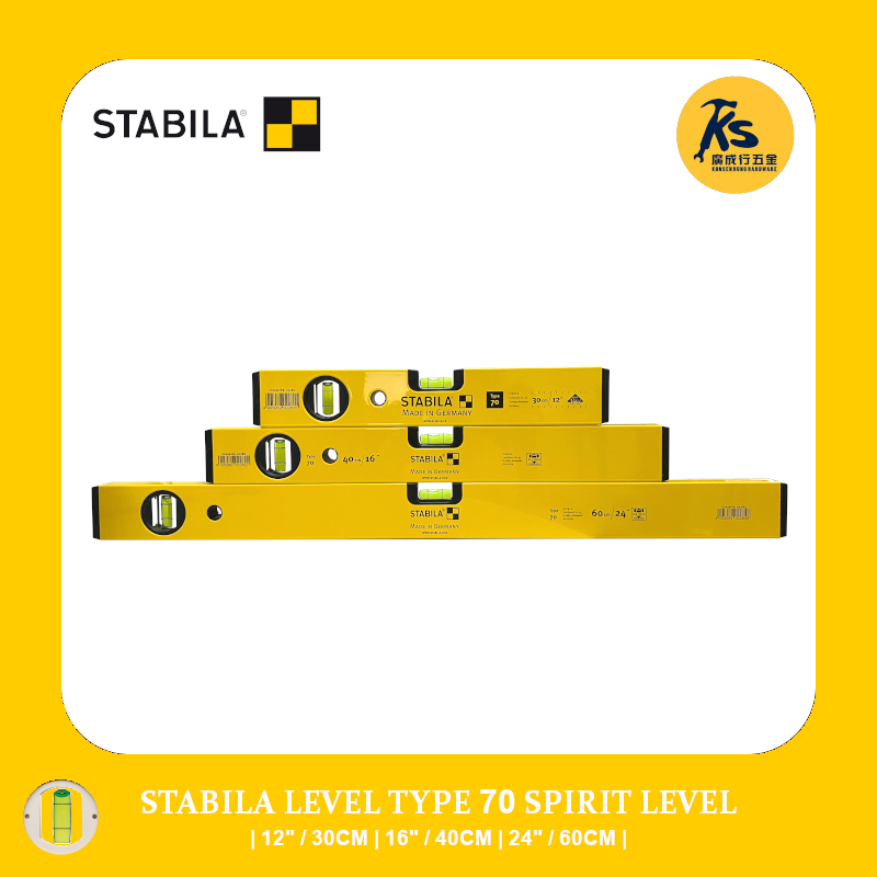 STABILA Level Type 70 Spirit Level ( 12" / 30CM | 16" / 40CM | 24 ...