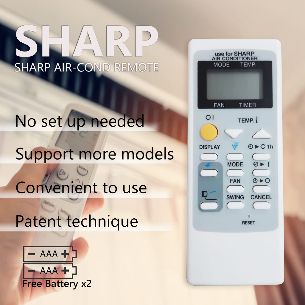 Sharp Air Cond Remote Control Replacement Ion Aircon with FREE BATTERY ...