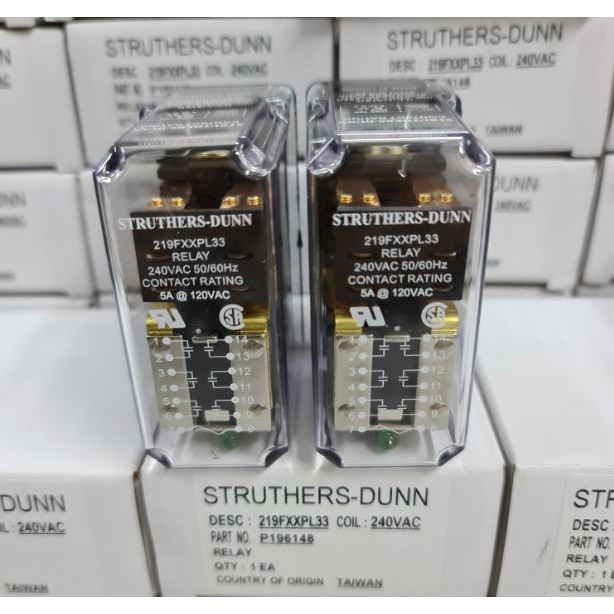 (AMPMECH) RELAY, 240AC, STRUTHERS-DUNN#219FXXPL, 5A/240VAC/14 PIN, 2 ...