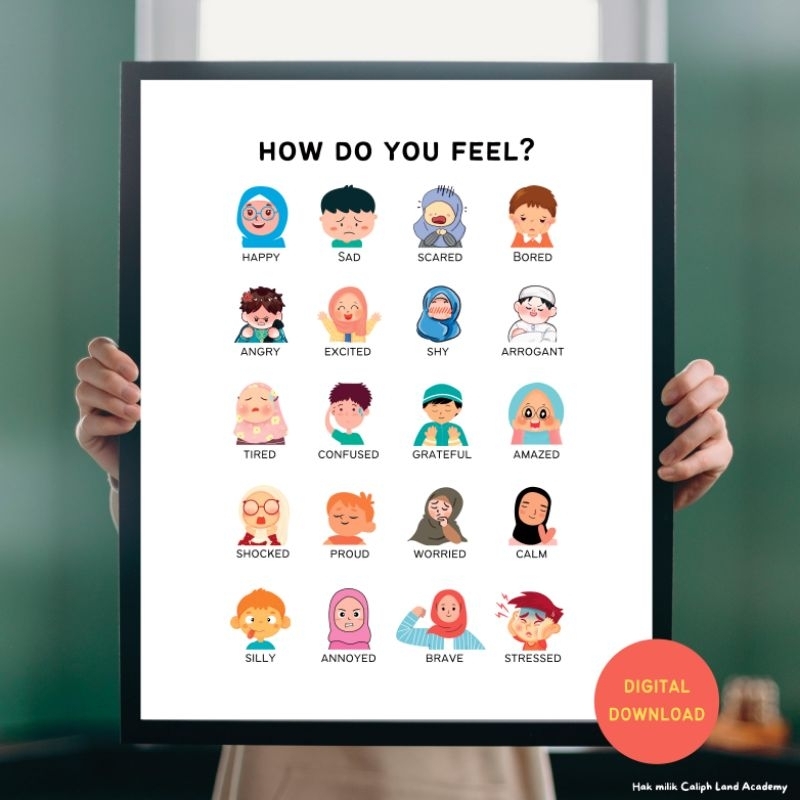 Carta/Poster Emosi/Perasaan, Feelings Poster untuk Montessori ...