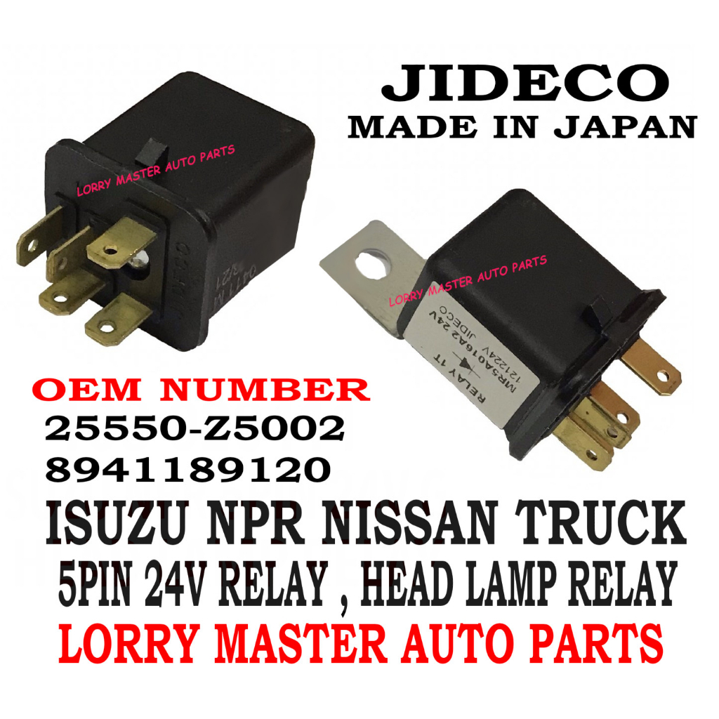 JIDECO MADE IN JAPAN 5PIN 24V RELAY ISUZU NISSAN LORRY TRUCK 8941189120 / 25550-Z5002 RELAY ...
