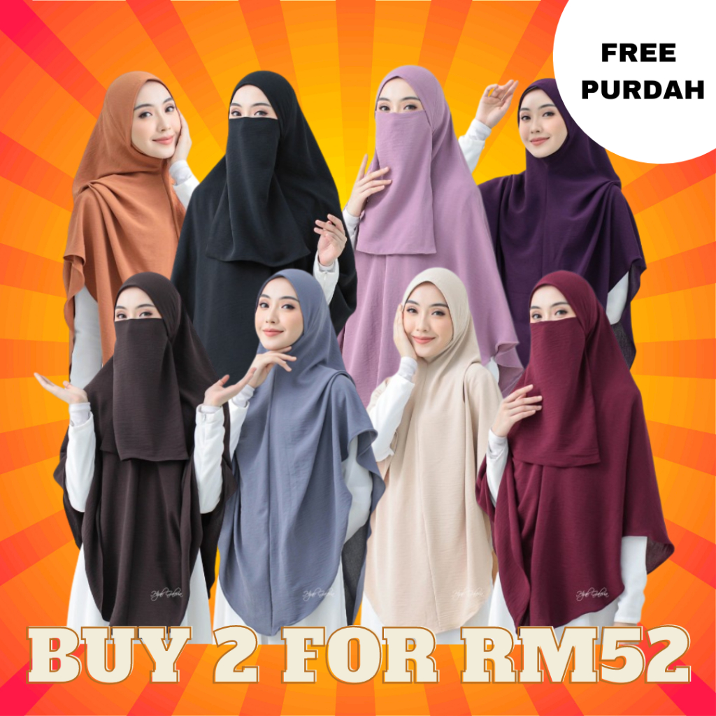 Hijab Galeria Instant Khadijah Crepe Tudung Instant Ironless Tudung ...