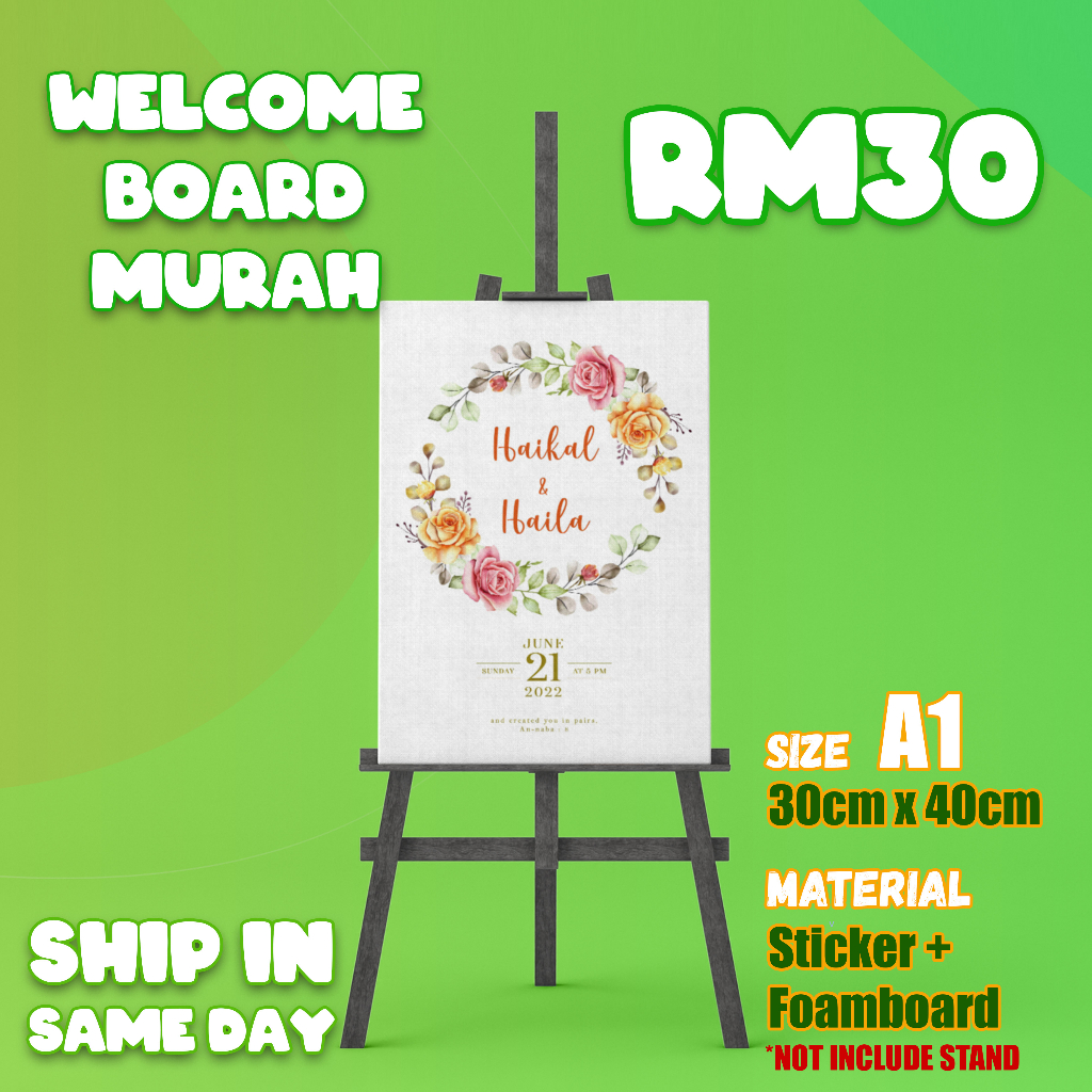 Welcome Board A1 | MURAH Wedding Signage | Papan Selamat Datang ...