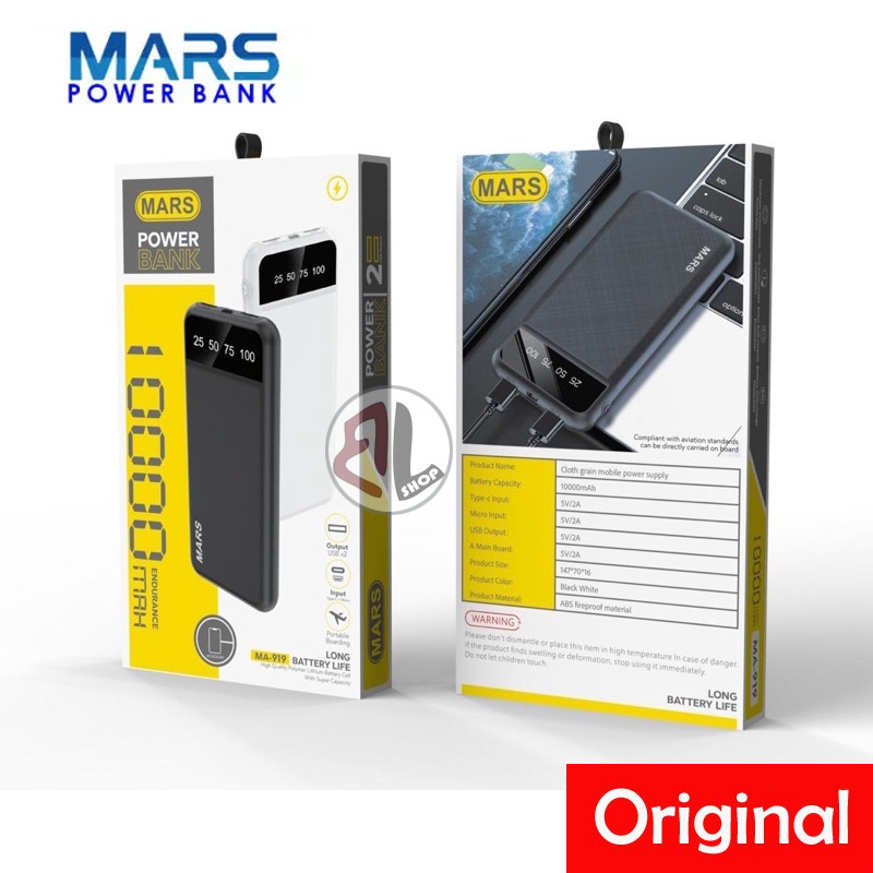 Official Mars Smarter Design 10000mAh Portable Slim Power Bank With ...