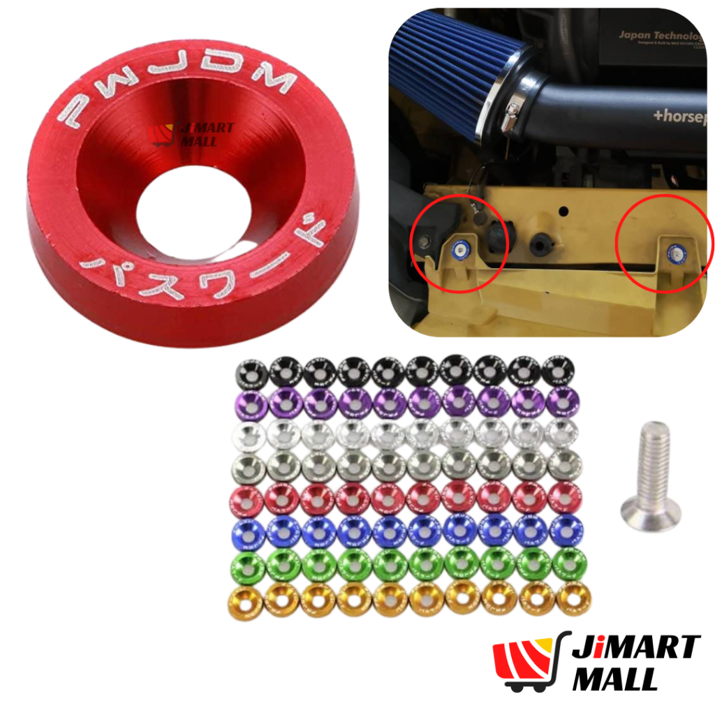 RACING NUT ALUMINUM SCREW JDM Car Fender Washer Kit Bolts Allen Key ...