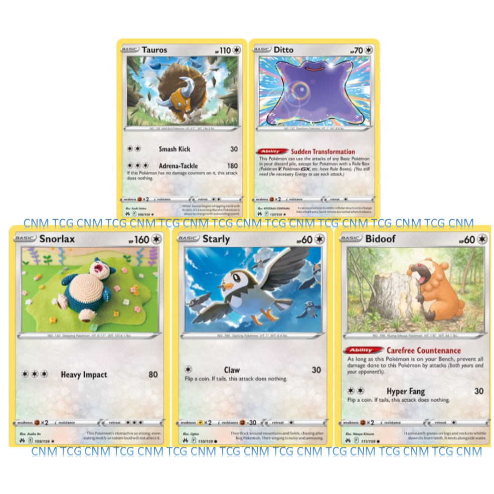 Tauros Ditto Snorlax Starly Bidoof Pokémon Crown Zenith Shopee Malaysia