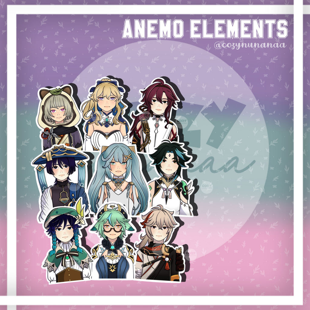 READY STOCK Genshin Impact Fanart Stickers (Anemo Element) Cute ...