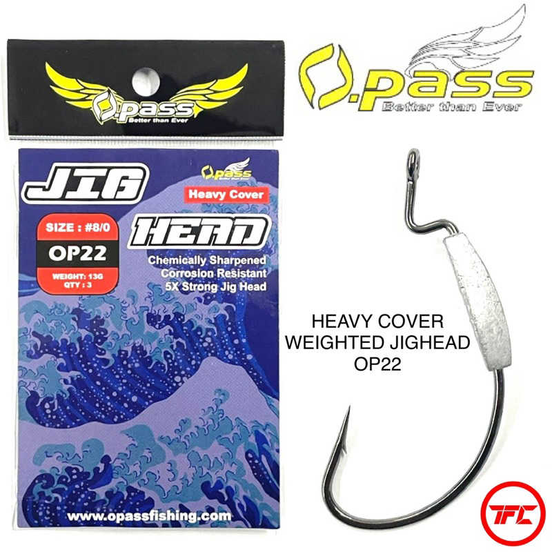 OPASS Heavy Cover 5X Jig Head Weighted Hooks OP22 Worm Hook Jighead ...