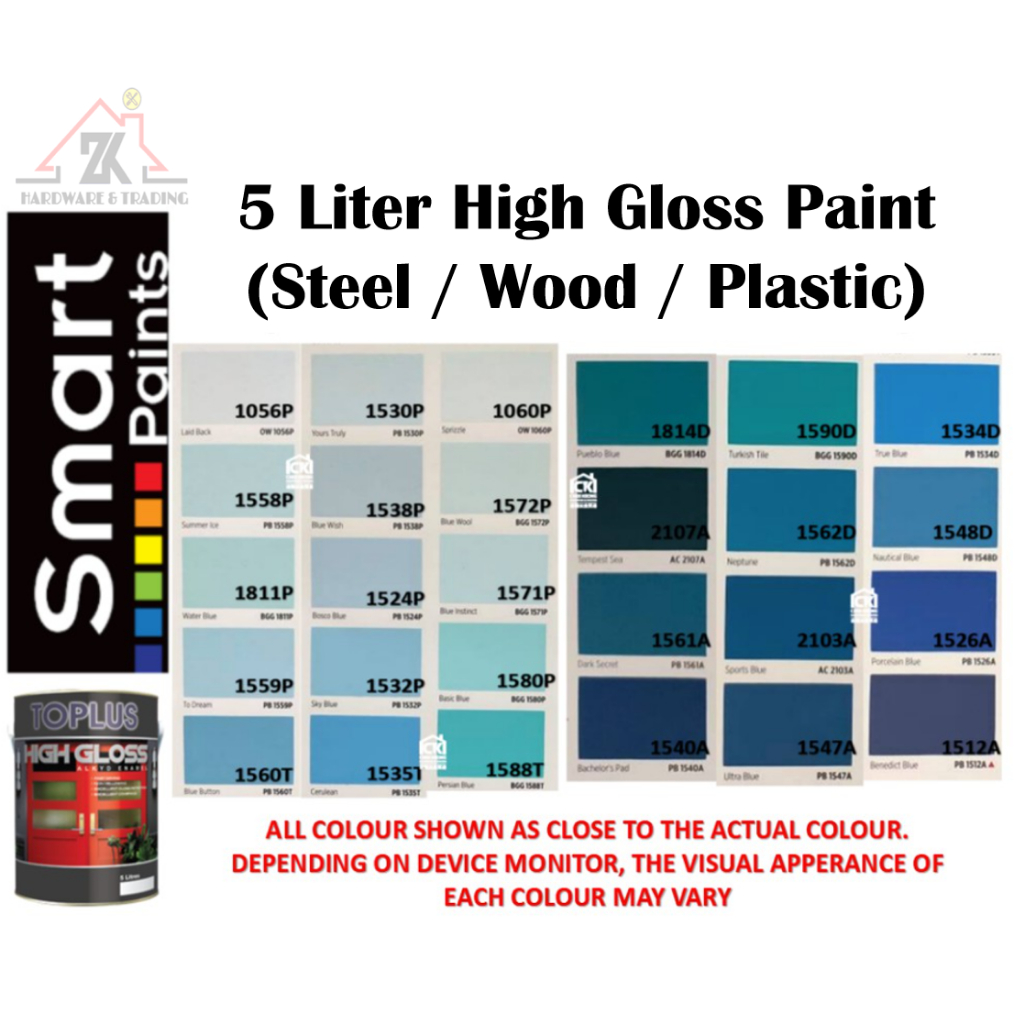 5 LITRE High Gloss Paint Blue Wood Steel Grill Plywood Plastic Paint ...