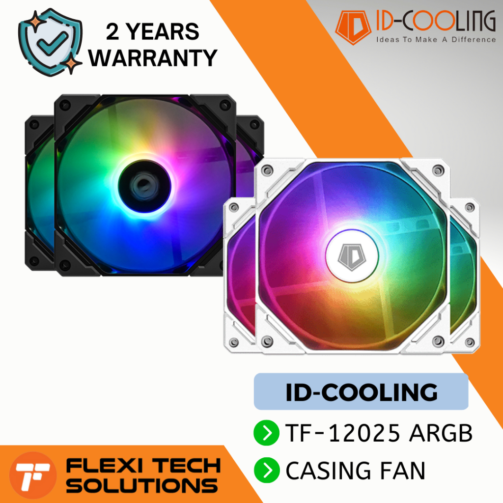 Flexi Tech ID-COOLING TF-12025 ARGB Case Fan Trio Set Black / Snow PC Desktop Case Fan | Shopee ...