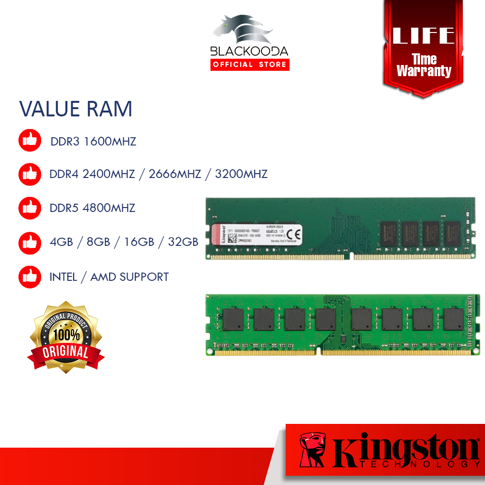 KINGSTON DDR4/DDR3/DDR5 VALUE RAM 1600/3200/5200/5600 MHZ | Shopee Malaysia