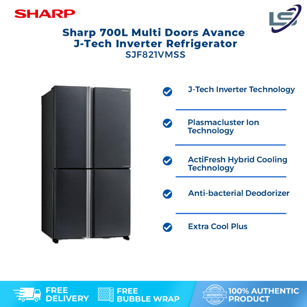 Sharp 700L Multi Doors J-Tech Inverter Avance Refrigerator SJF821VMSS ...