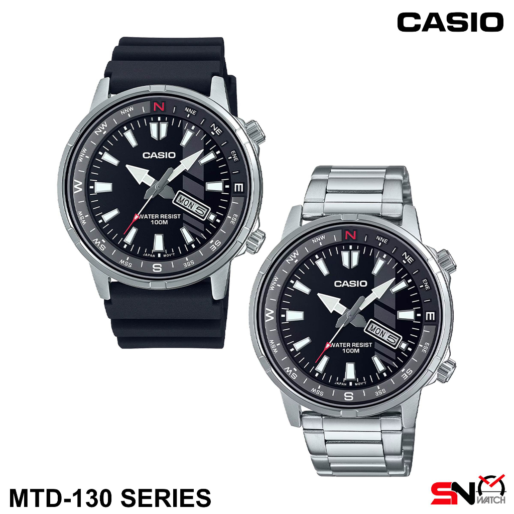 Casio MTD-130 MTD-130D Day Date Display Compass Ring Quartz Analog Men ...