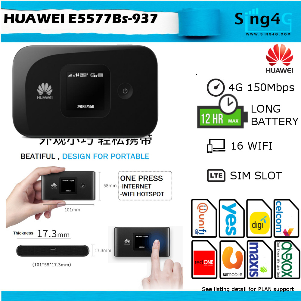 Huawei e5577 e5577Bs-937 4G LTE direct sim mifi 12 hr battery 3000mAH ...