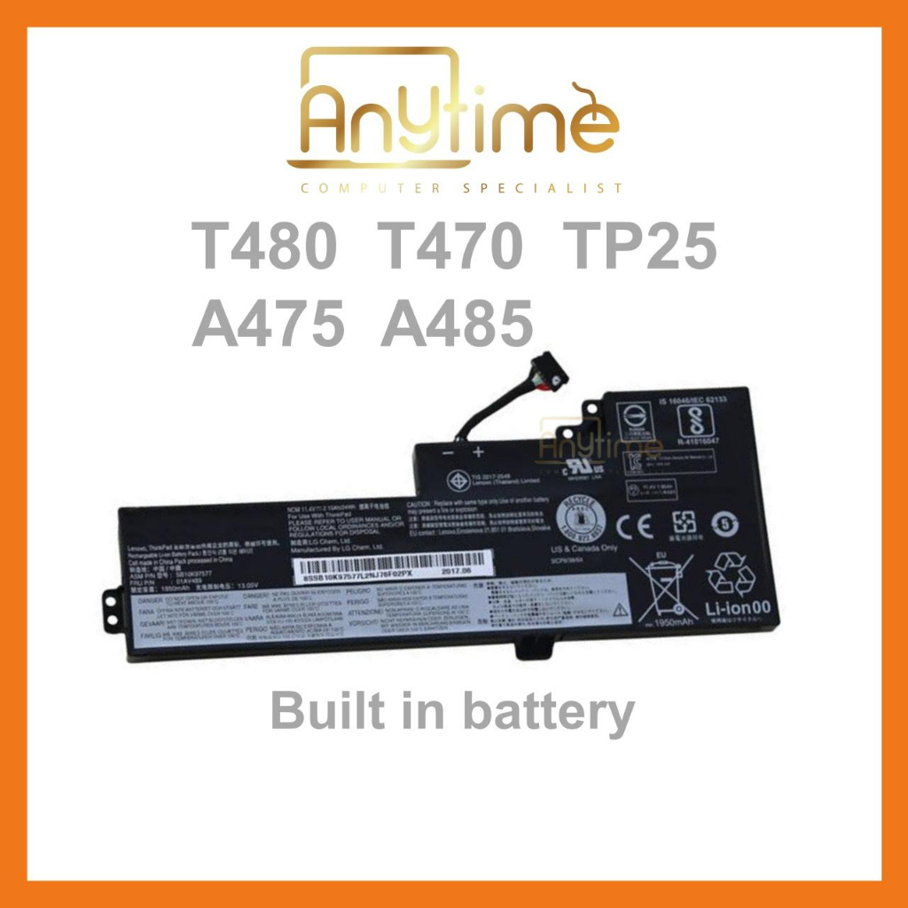 Lenovo T480 T470 A475 A485 built in battery TP25 SB10K97577 laptop ...