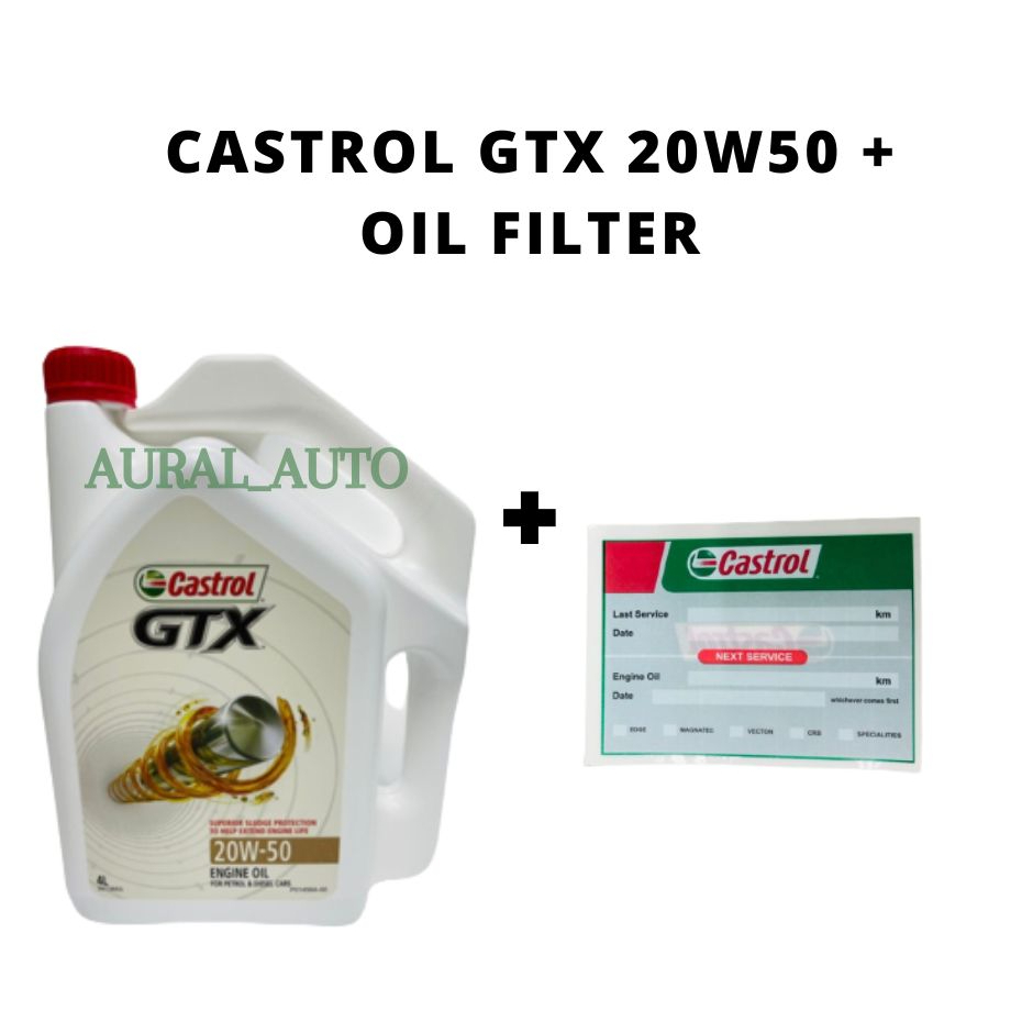 CS GTX 20W-50 Api Sl Cf Engine Oil Mineral 4L + Oil Filter Filton Proton Perodua Honda Toyota ...