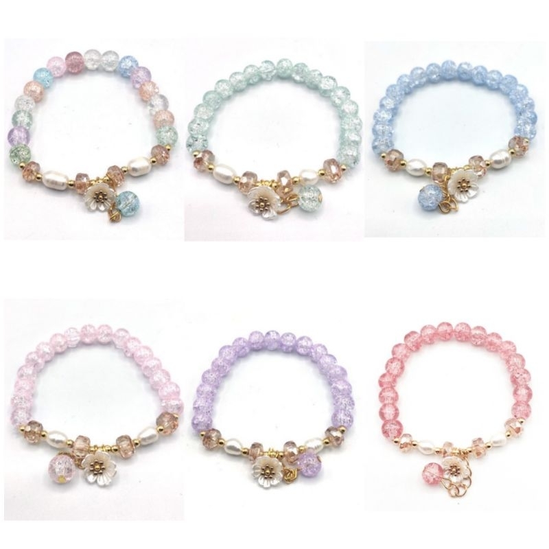 LZ Gelang Rantai Tangan Manik Bunga Comel Cute Beaded Colourful Beads ...