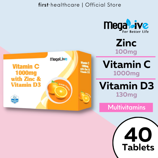 [READY STOCK!] Megalive Vitamin C Effervescent Tablets with Zinc Vitamin D3 for Immunity Cold ...
