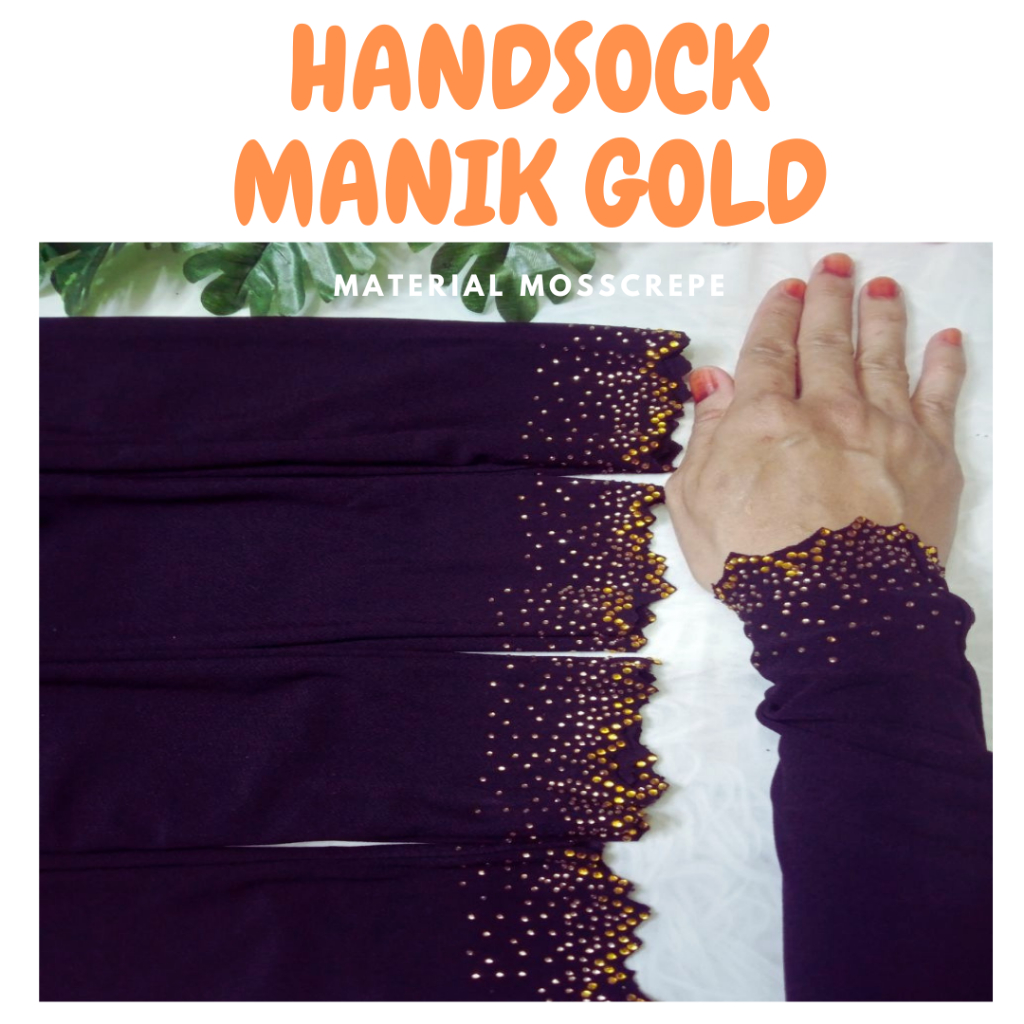Handsock Manik Gold dan Color Material Mosscrepe Free size Manik ...