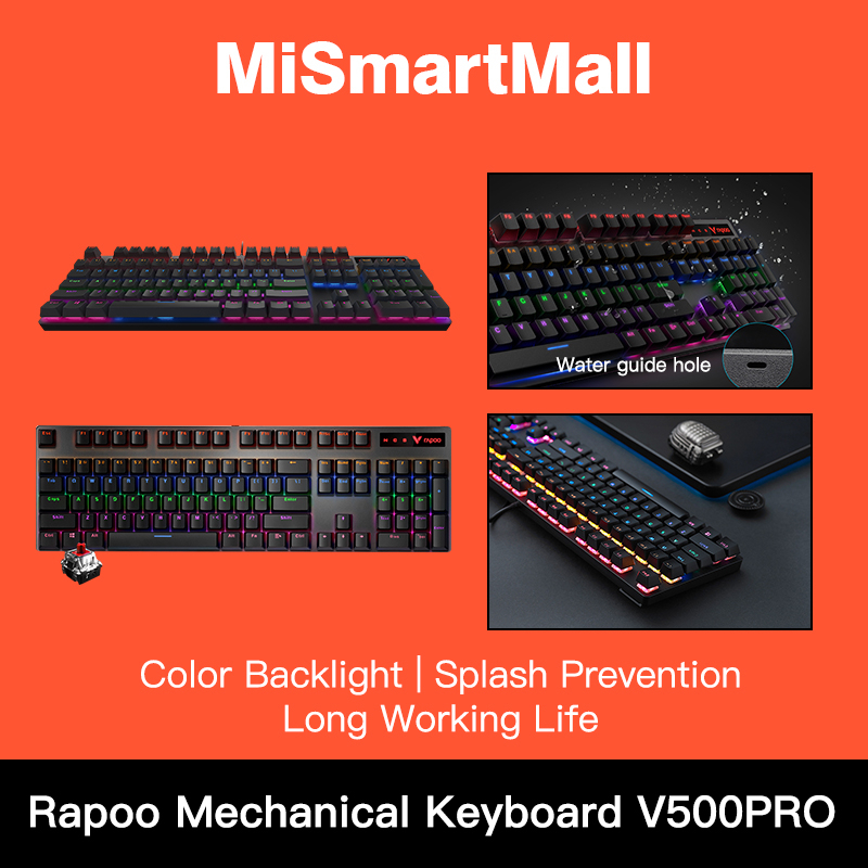 【104 Keys】Rapoo V500 Pro Mechanical Keyboard Wired Gaming Keyboards Mixed Light Computer ...