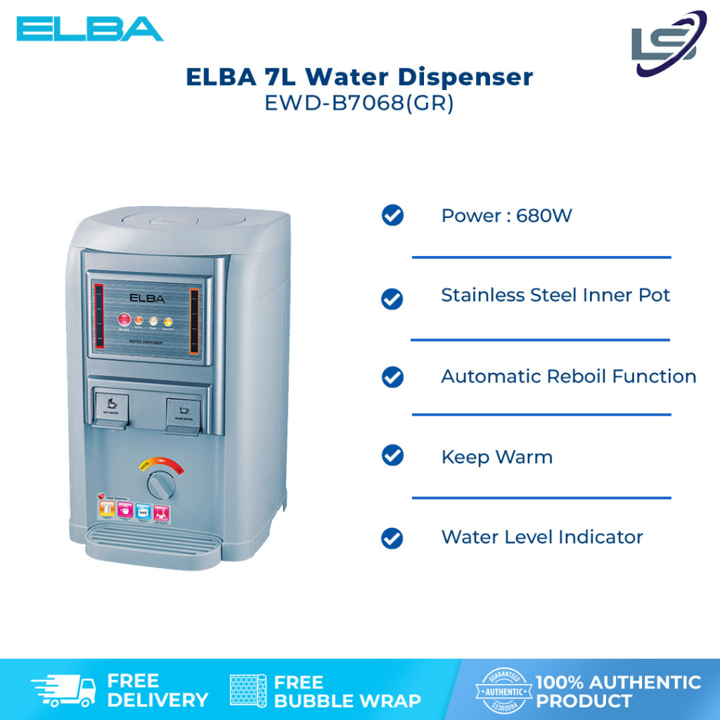 ELBA 7L Water Dispenser EWD-B7068(GR) | Stainless Steel Inner Pot ...