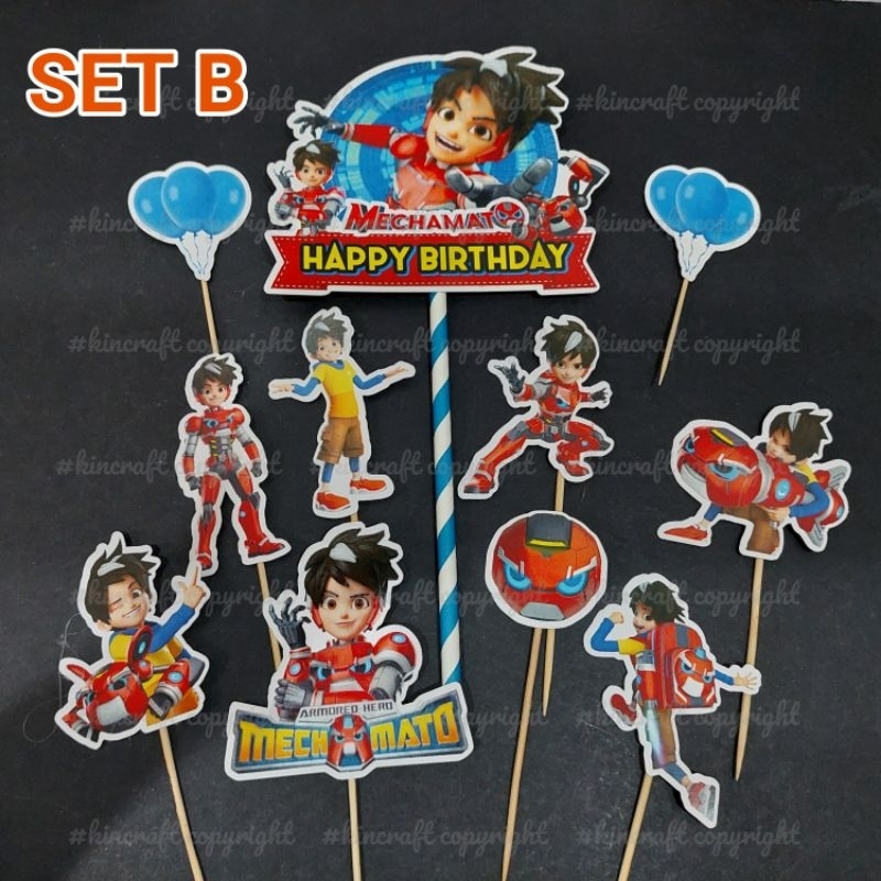 [Hot Item] Cake Topper Birthday - Mechamato - Set B | Shopee Malaysia