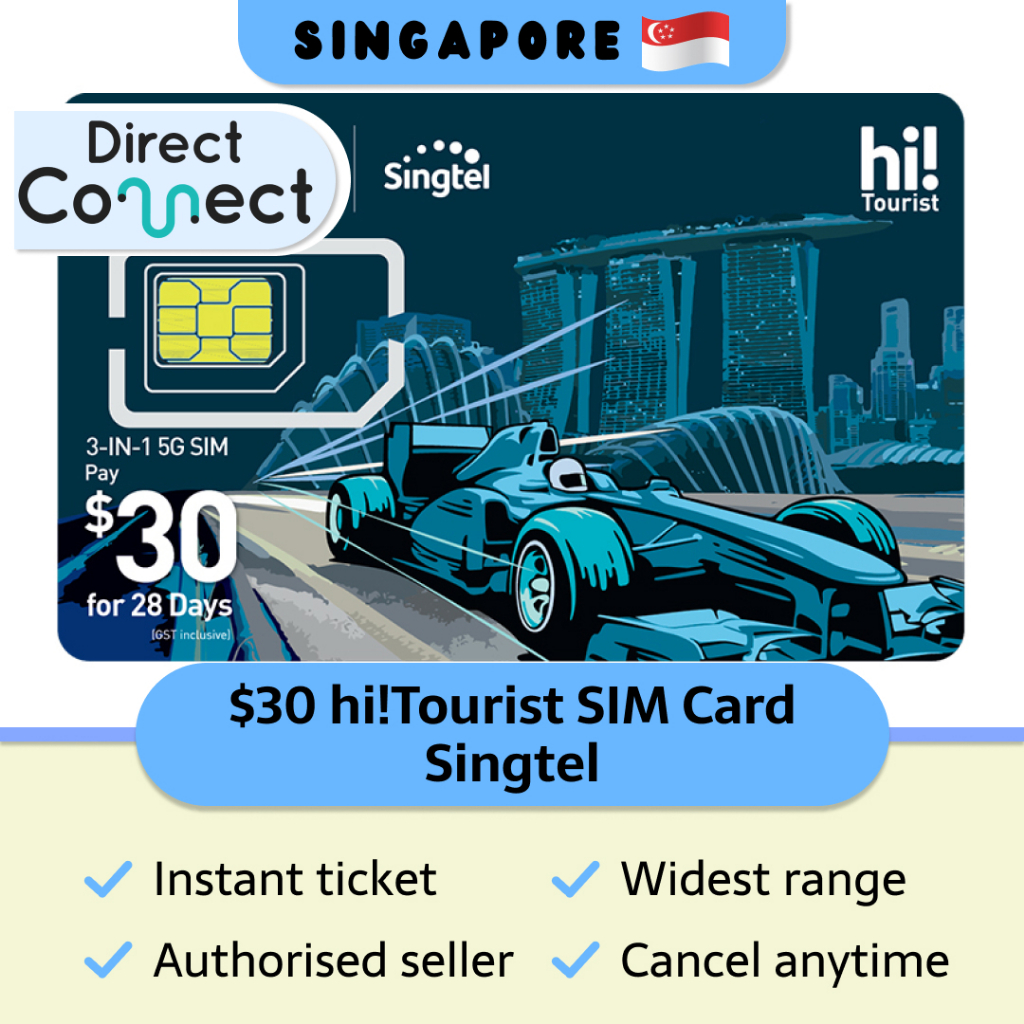 S$30 hi!Tourist SIM Card Singtel (Singapore #1 Network, 100GB Tourist ...