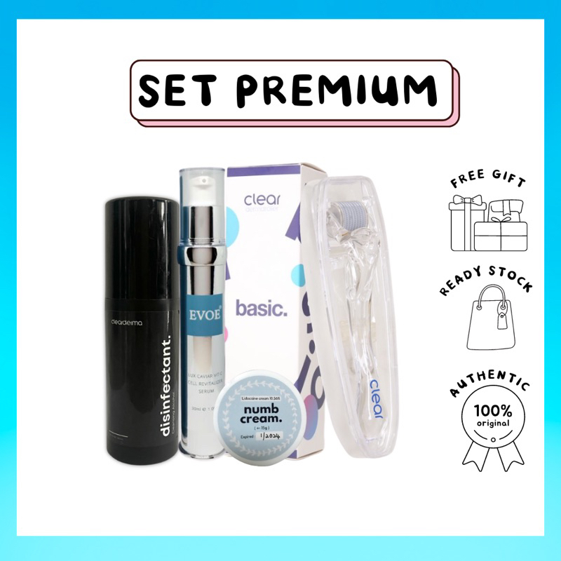 [ SET LENGKAP ] SET PREMIUM Clear Dermaroller & Serum Evoe 30ml Rawat ...