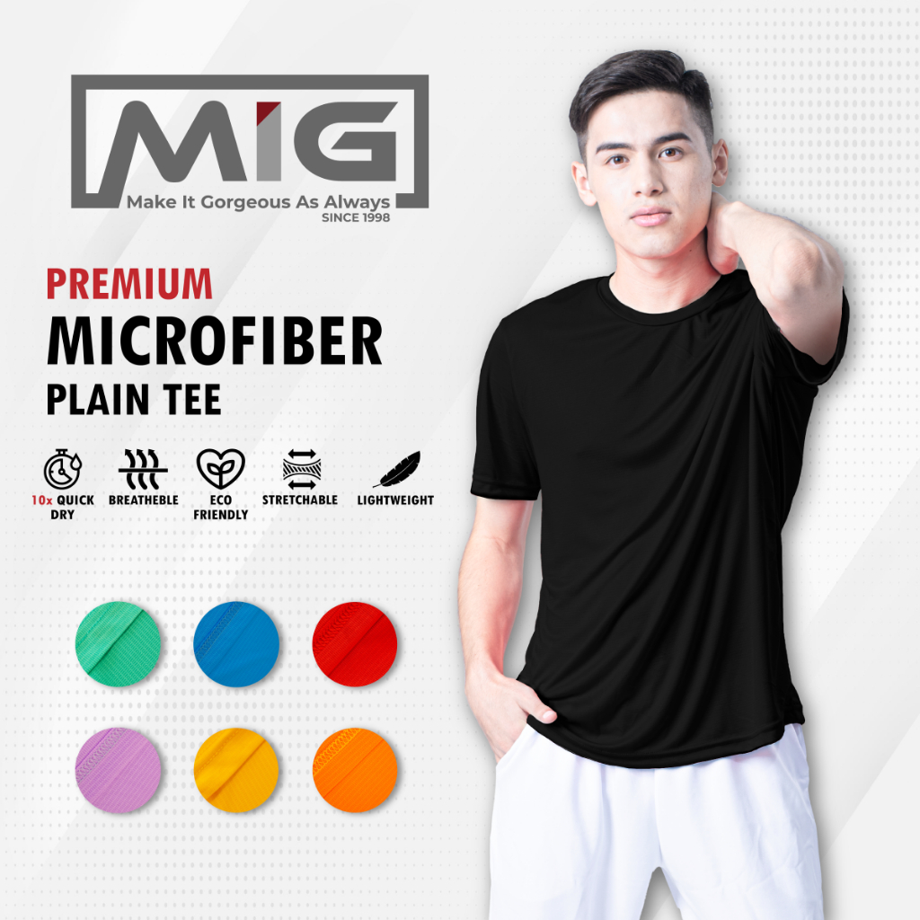 MIG 130gsm Filament Microfiber Lengan Pendek Baju Unisex Quick Dry T ...