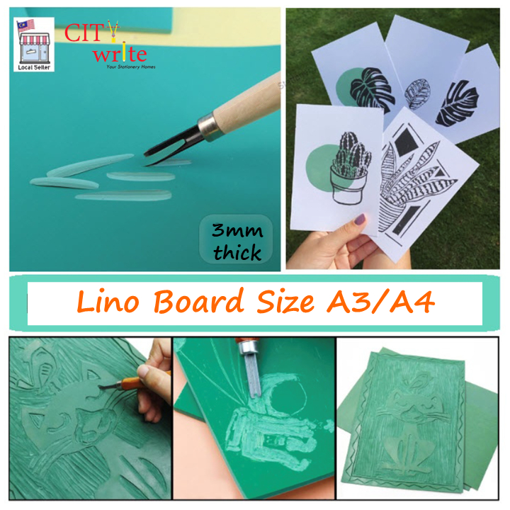 A3 A4 DIY Printing Ink Plate Making 3mm Thick Green Lino Sheet Bahan Cetak DIY Art Stamping ...
