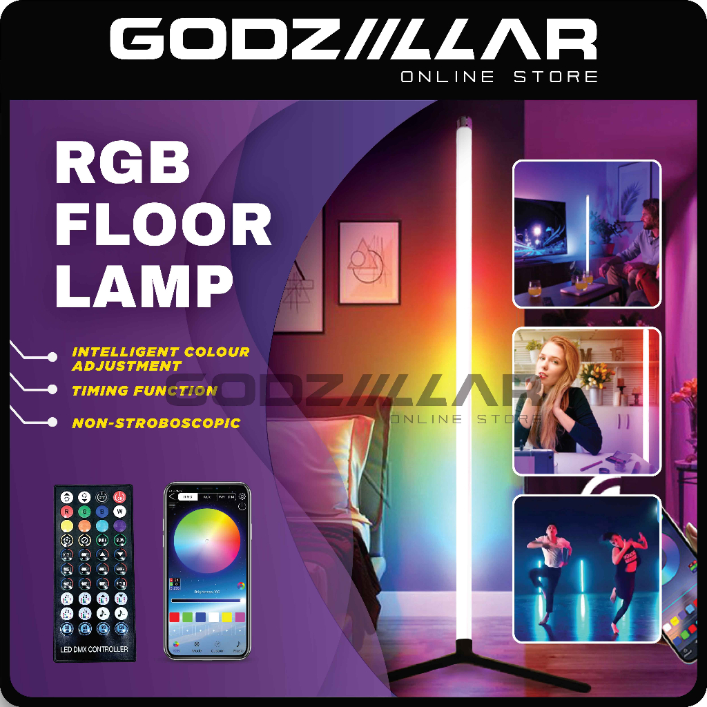 LED RGB Floor Lamp 1.5M Light Gaming LED Light Living Room Bedroom ...