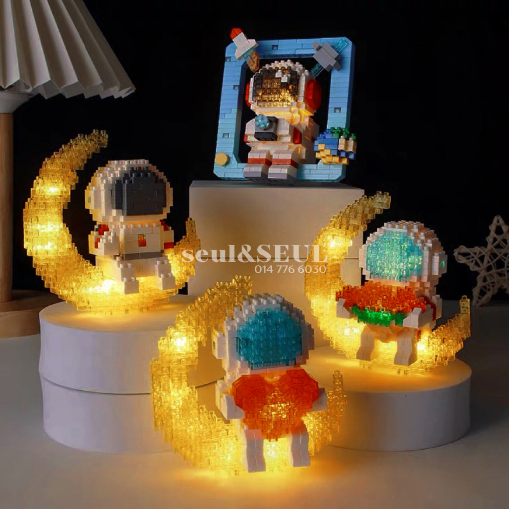 LED Lighting Moon Astronaut Spaceman Nano Particles Building Blocks ...