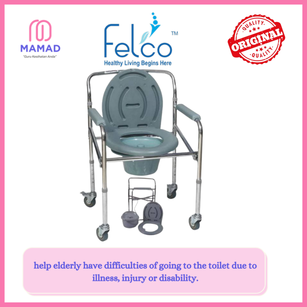 🔥🔥PROMO🔥🔥 Felco Adjustable Commode Mobile Chair Toilet Foldable with ...