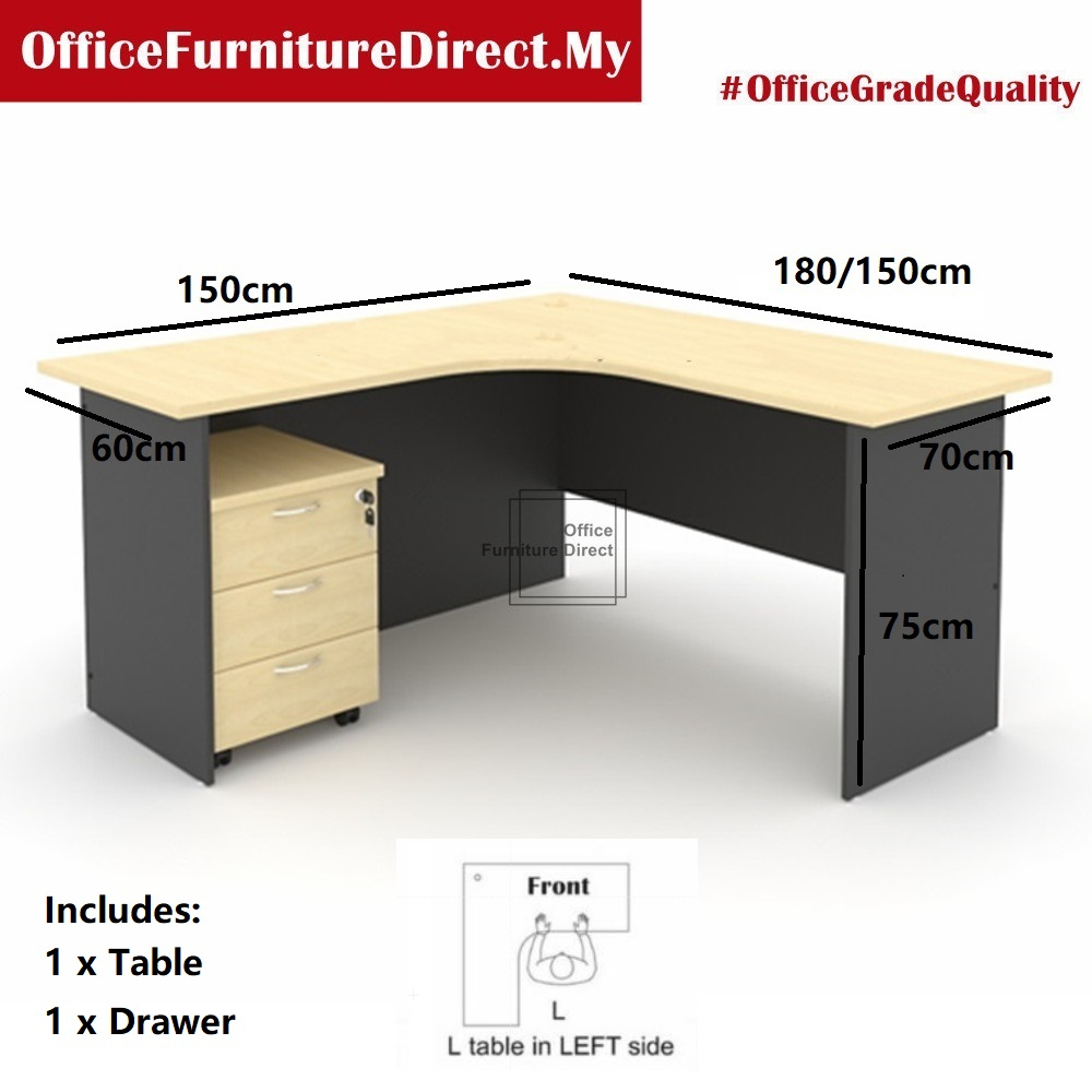 150x150cm 180x150cm G L Shape Office Table With Drawer Combo Set GL1515 ...