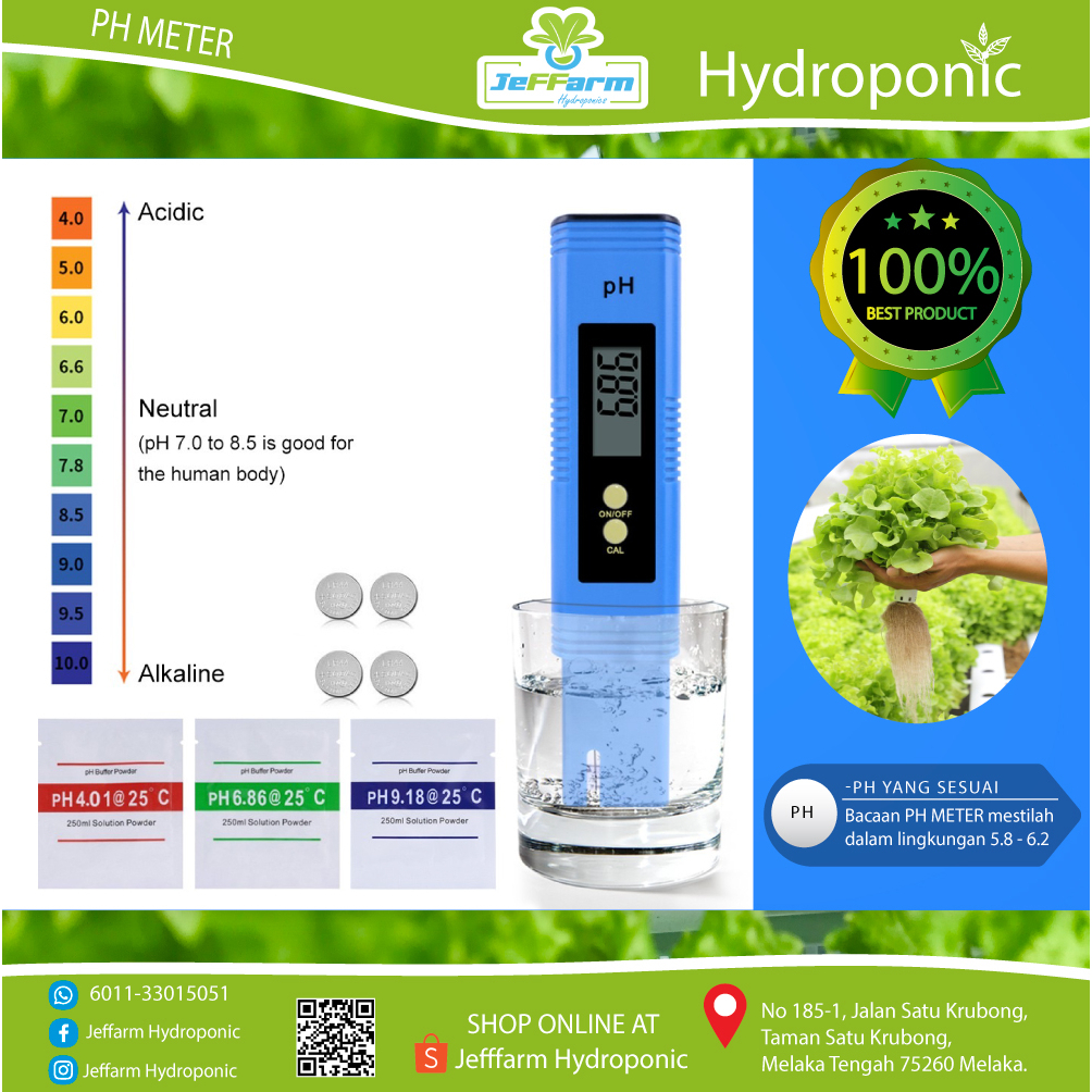 pH Meter with Temperature | Tester Pen | Hydroponics meter | Aquaponics ...